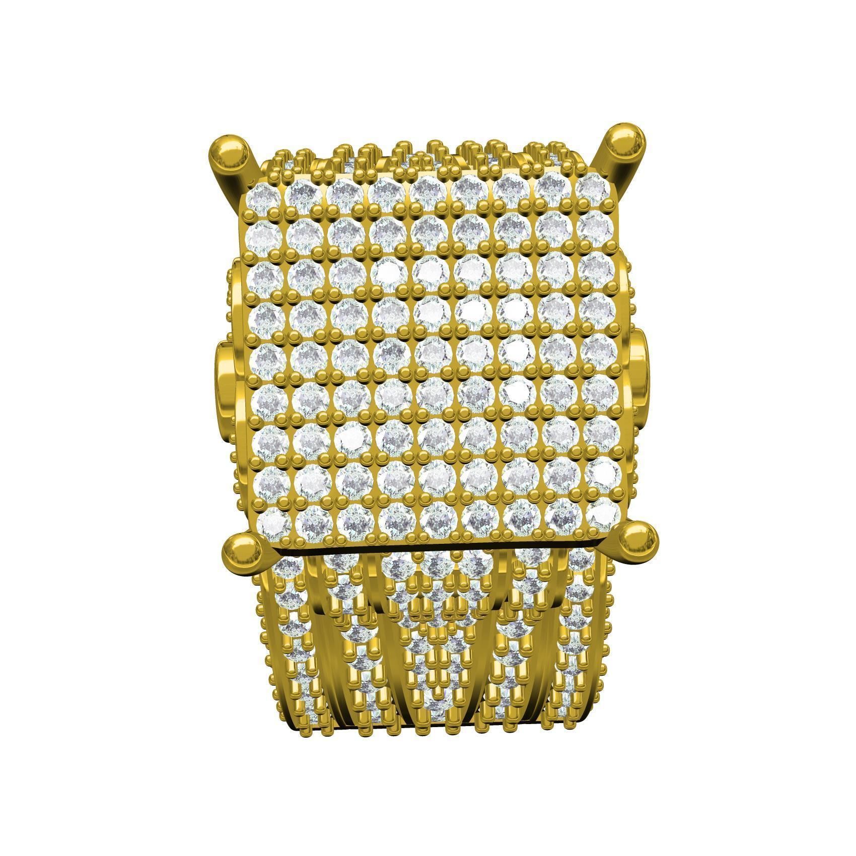 Square Shape Head Wide Band Cocktail Rong for Women 3D model 3D ...