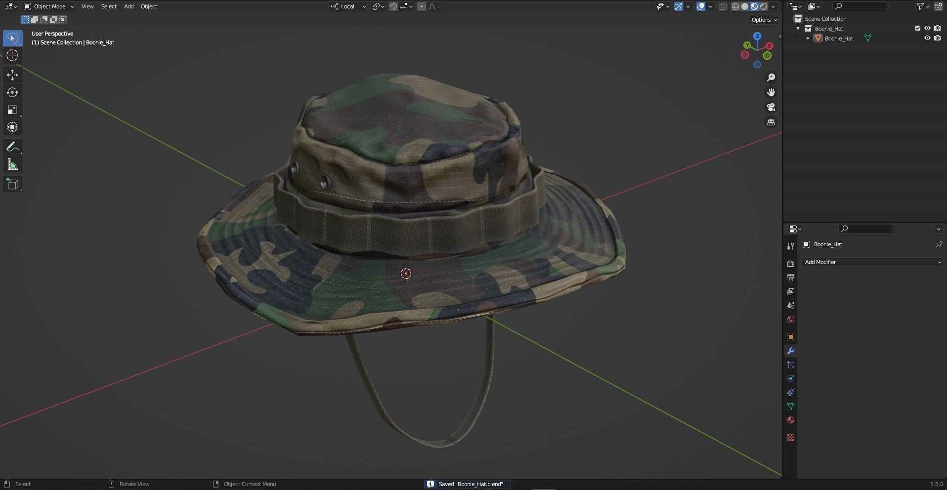 3D model MILITARY BOONIE HAT VR / AR / low-poly | CGTrader