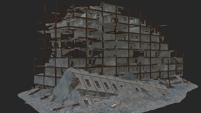3D model destroyed building VR / AR / low-poly | CGTrader