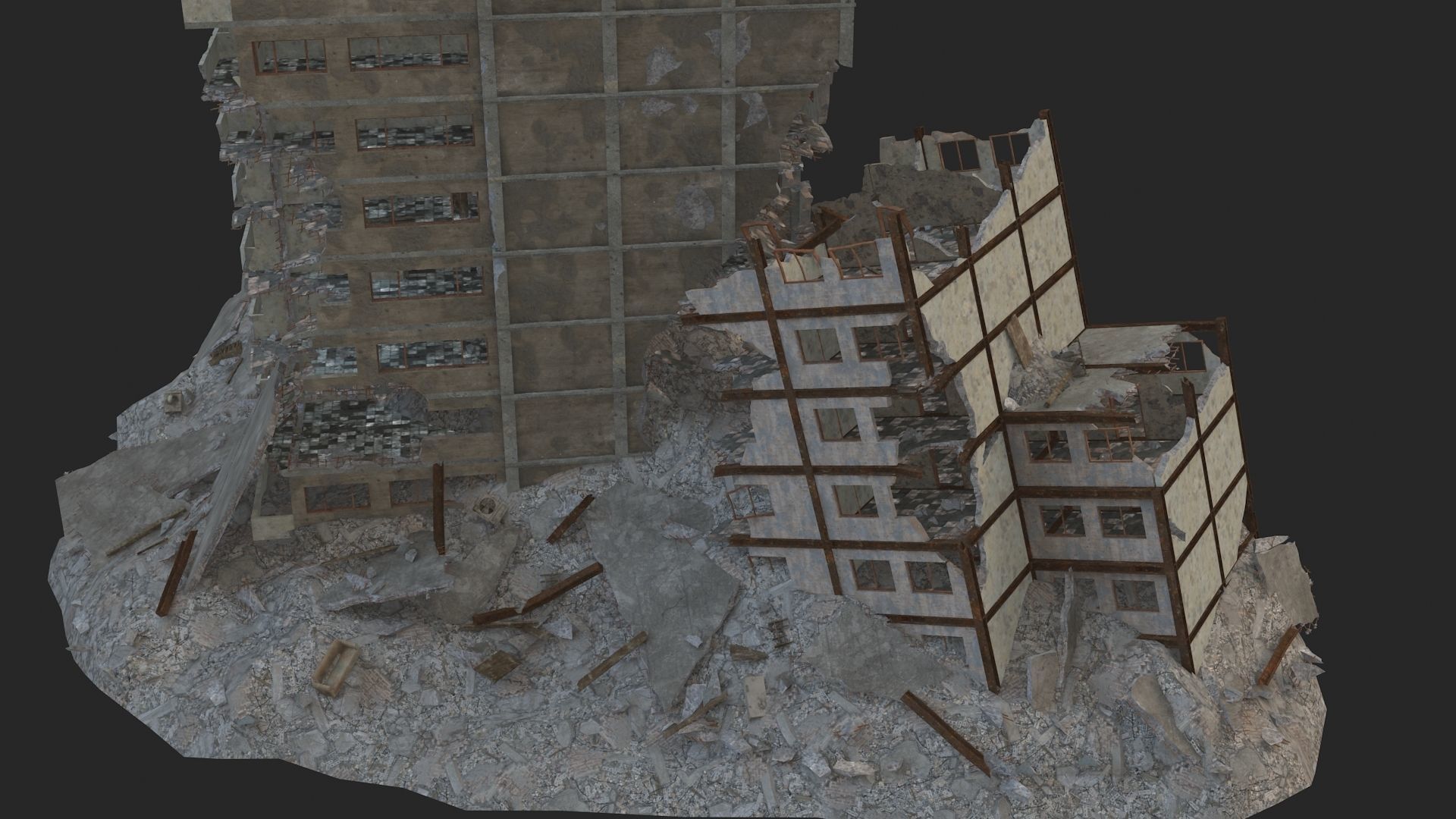 3D model destroyed building VR / AR / low-poly | CGTrader