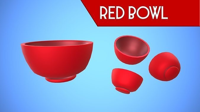 3D model RED BOWL KITCHEN CARTOON STYLIZED VR / AR / low-poly | CGTrader