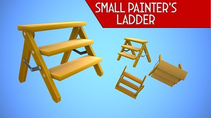 3D model SMALL PAINTERS LADDER CARTOON STYLIZED VR / AR / low-poly ...