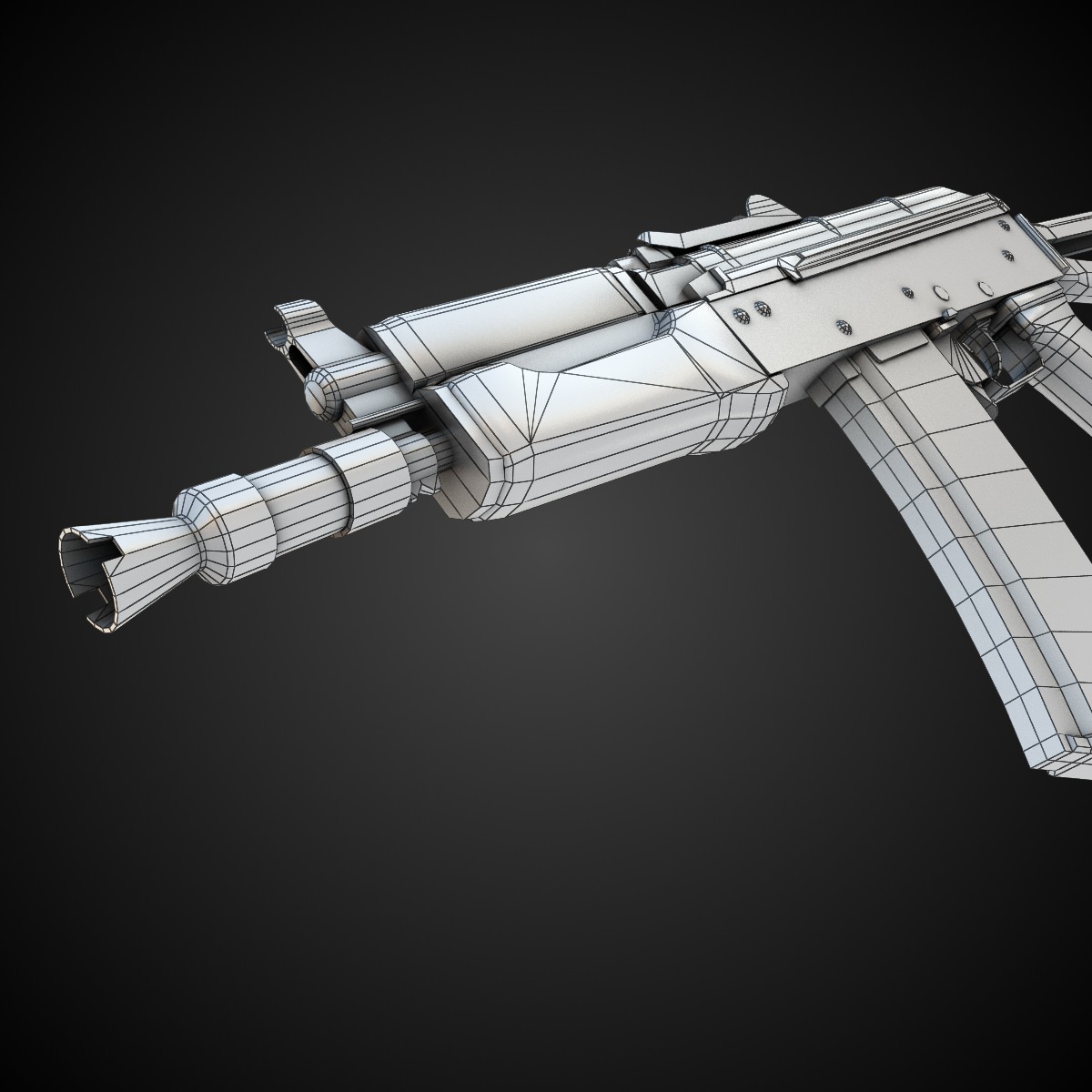 3d Model Aks 74u Assault Rifle Vr Ar Low Poly Max Obj Fbx Lwo Lw Lws Ma Mb