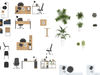 Floor Plan 2D office furniture top view 3D render realistic p1 3D model ...