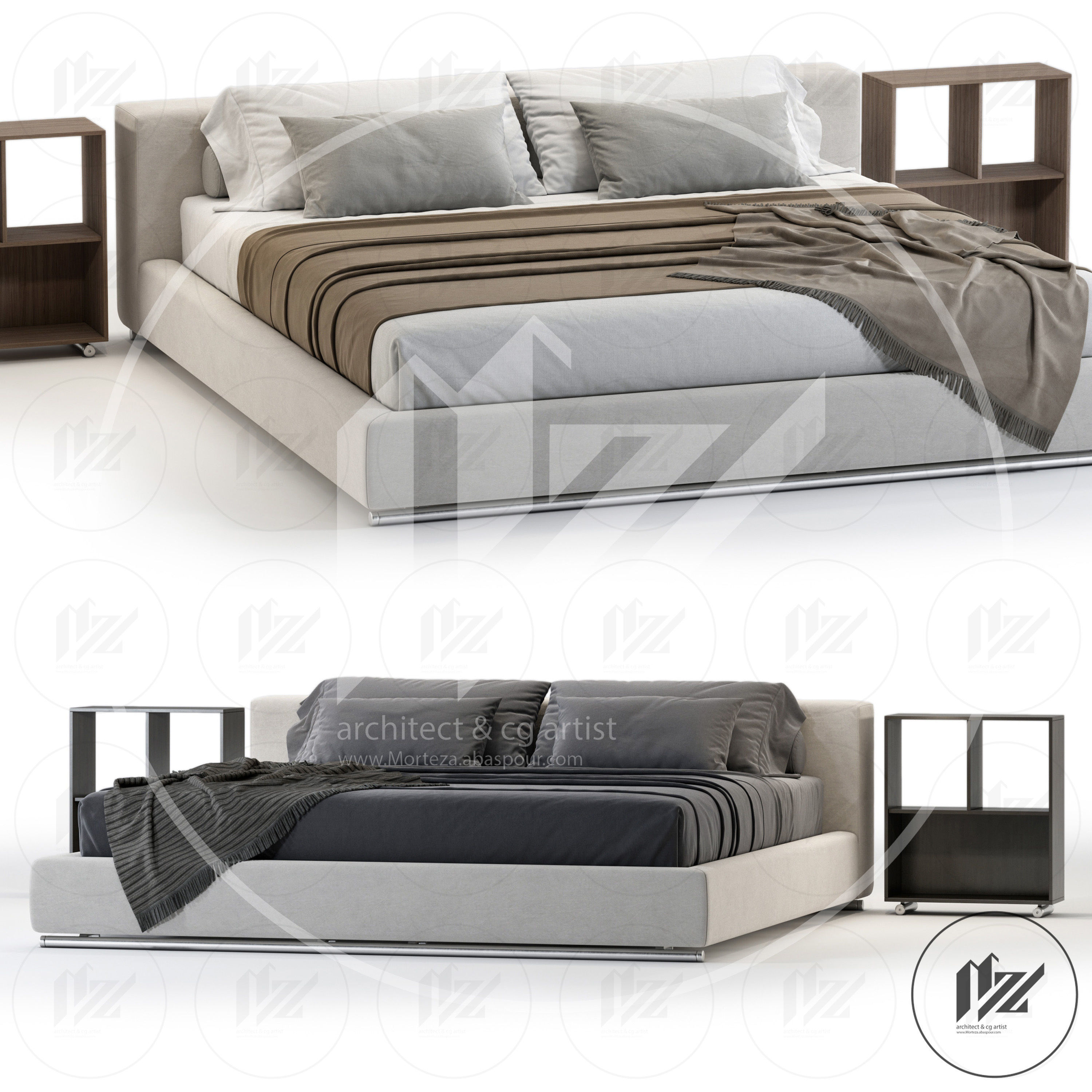 Flexform Groundpiece Bed No2 3D model | CGTrader