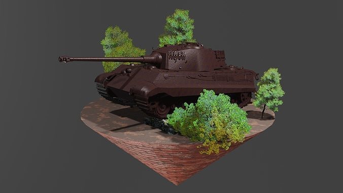 3D model Steel tanks on a small island full of trees riicomp VR / AR ...