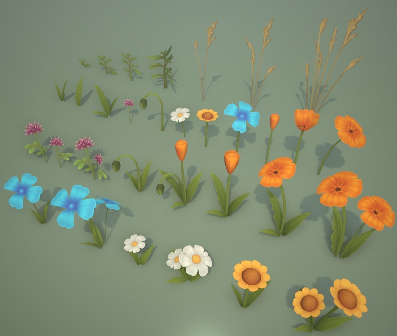 3D model Stylized Wildflowers VR / AR / low-poly | CGTrader