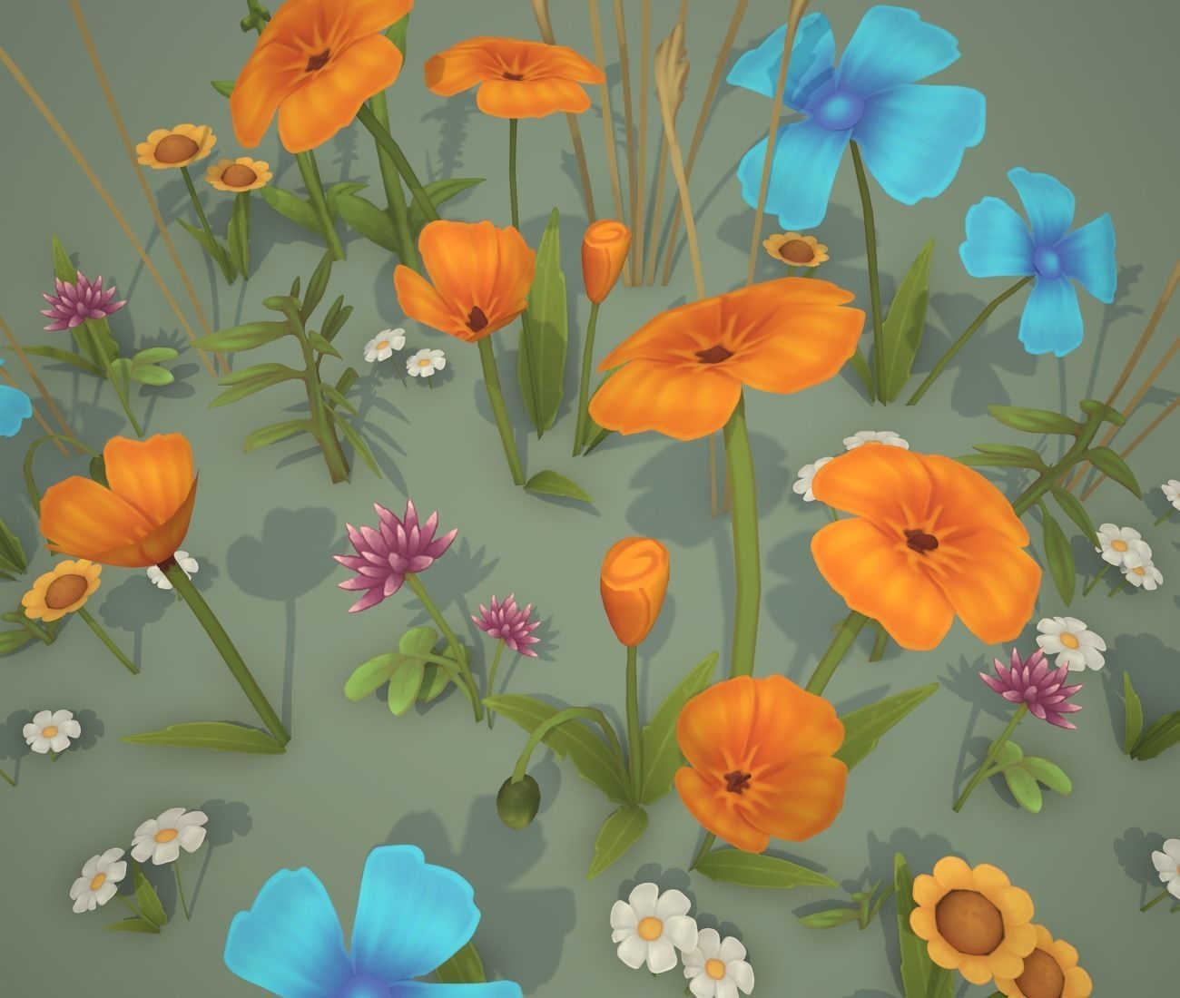 3D model Stylized Wildflowers VR / AR / low-poly | CGTrader