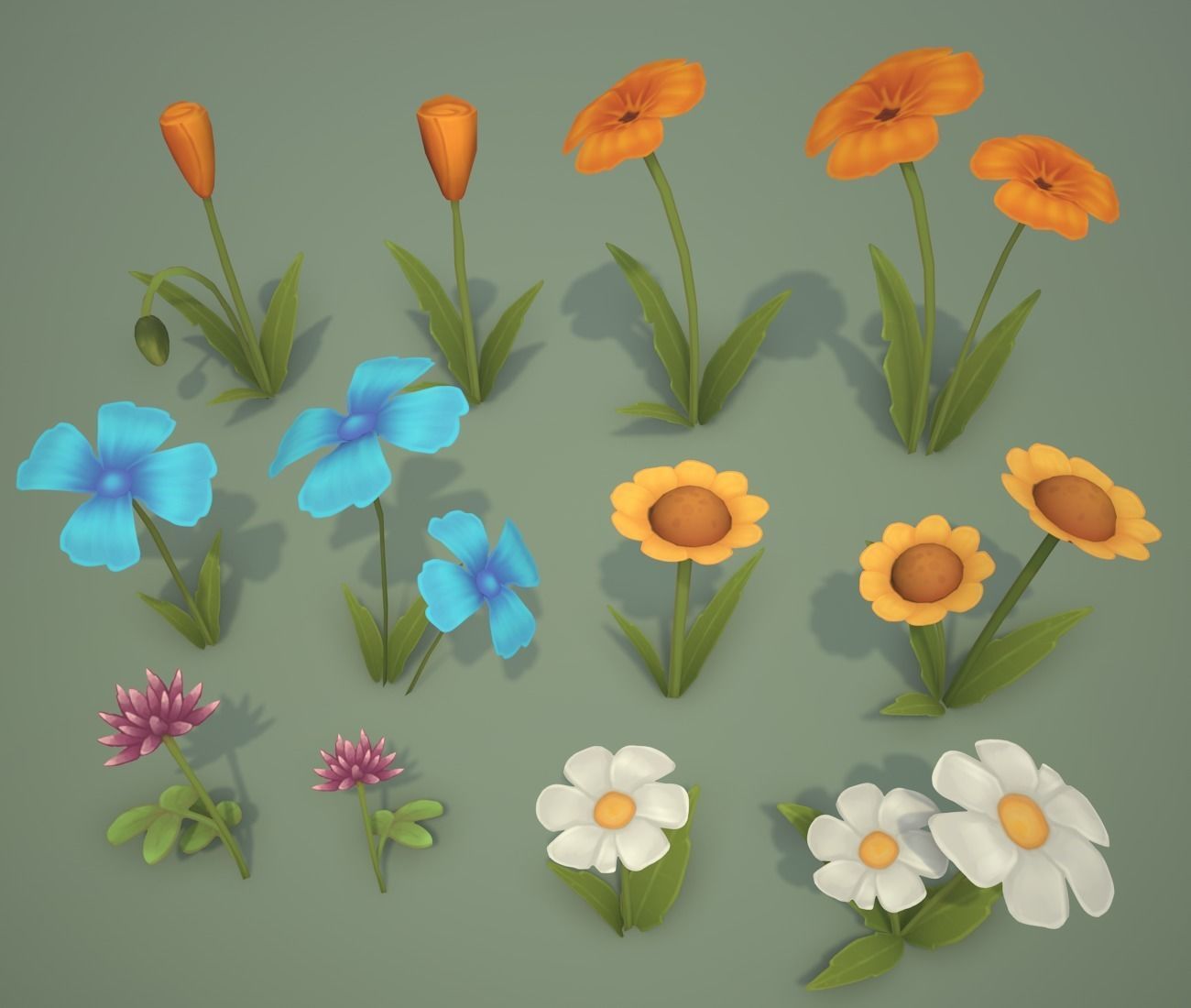 3D model Stylized Wildflowers VR / AR / low-poly | CGTrader