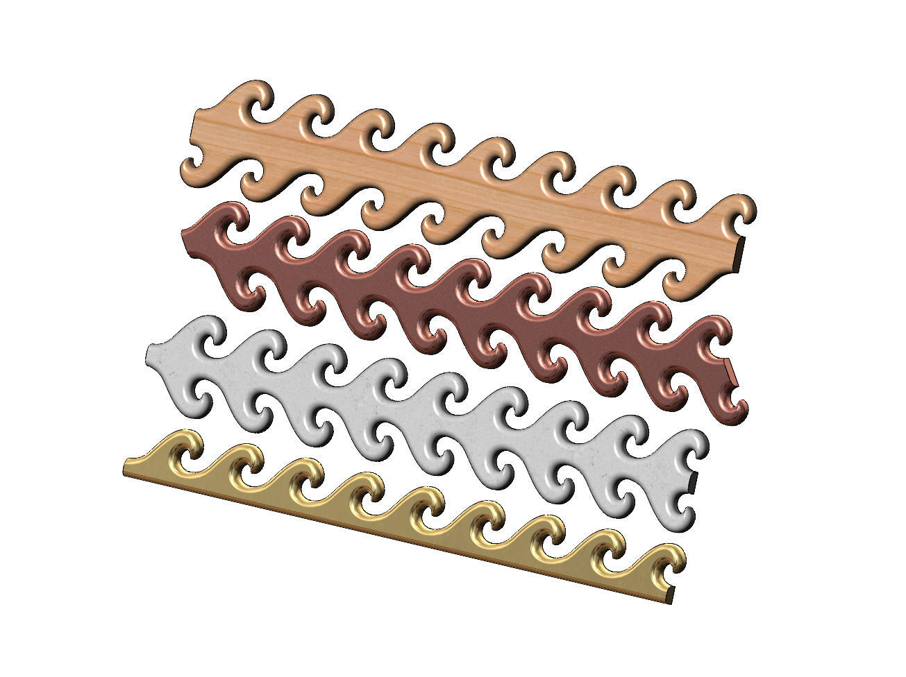 Wave greek key strips onlay cornices and friezes relief 3D model 3D ...