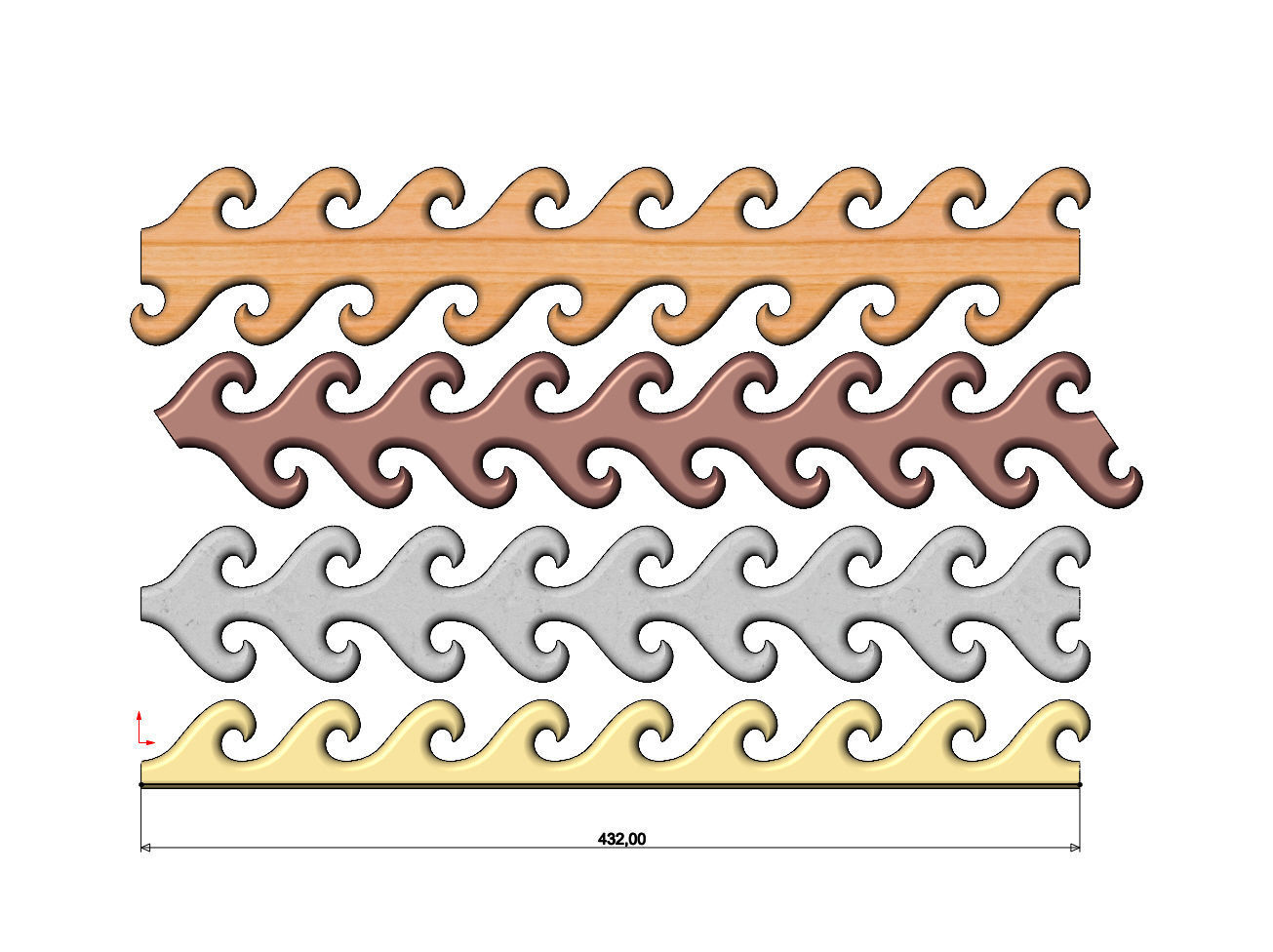 Wave greek key strips onlay cornices and friezes relief 3D model 3D ...