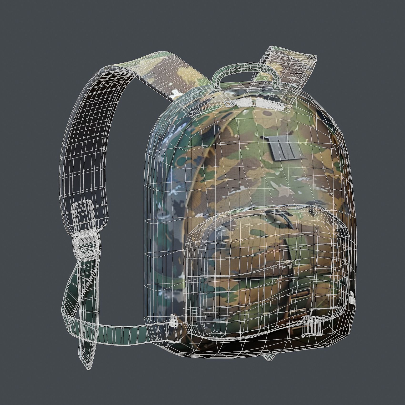 3D model Backpack Camping Generic military human bag storqge baggage VR ...