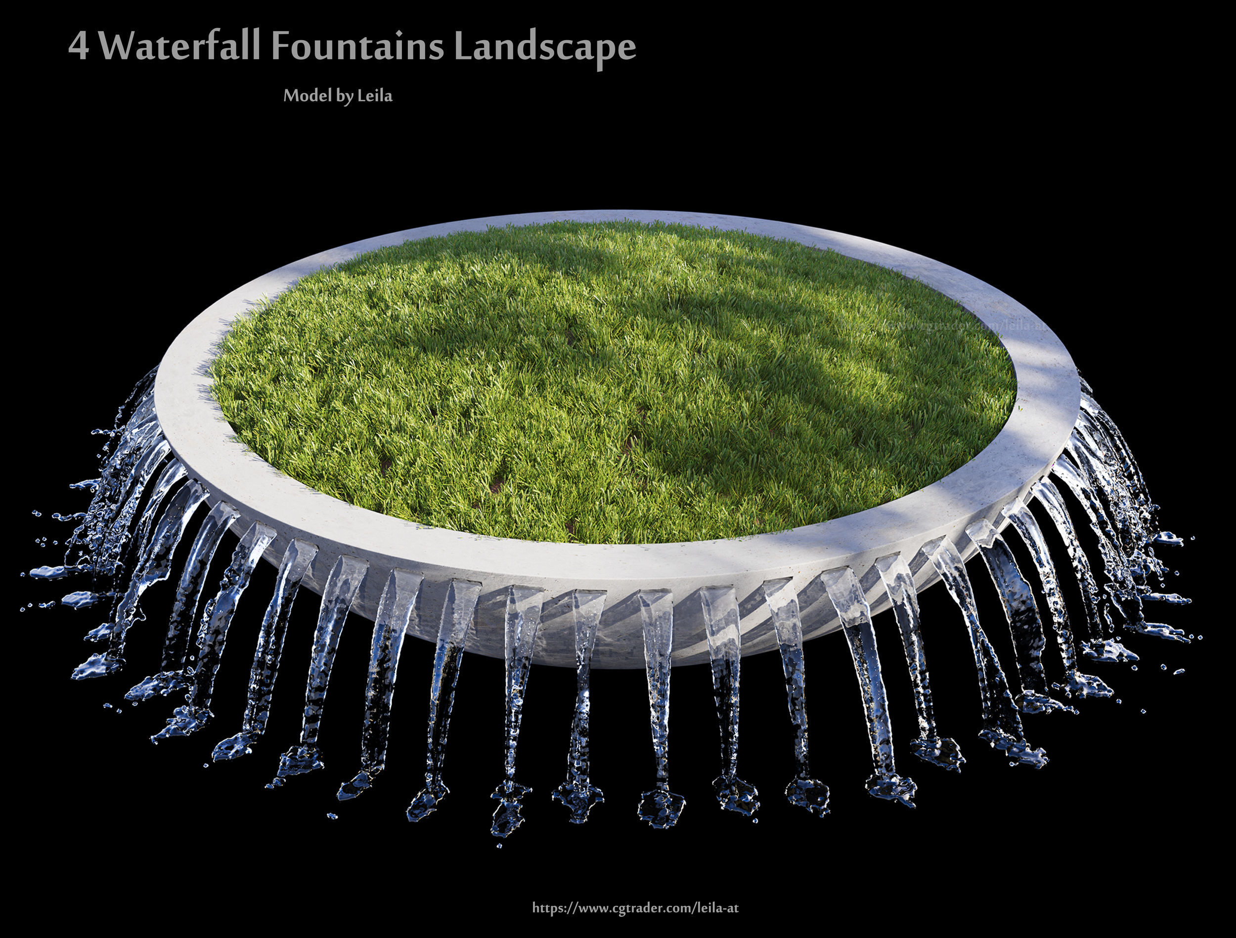 Waterfall Fountains modern Landscape 3D model | CGTrader