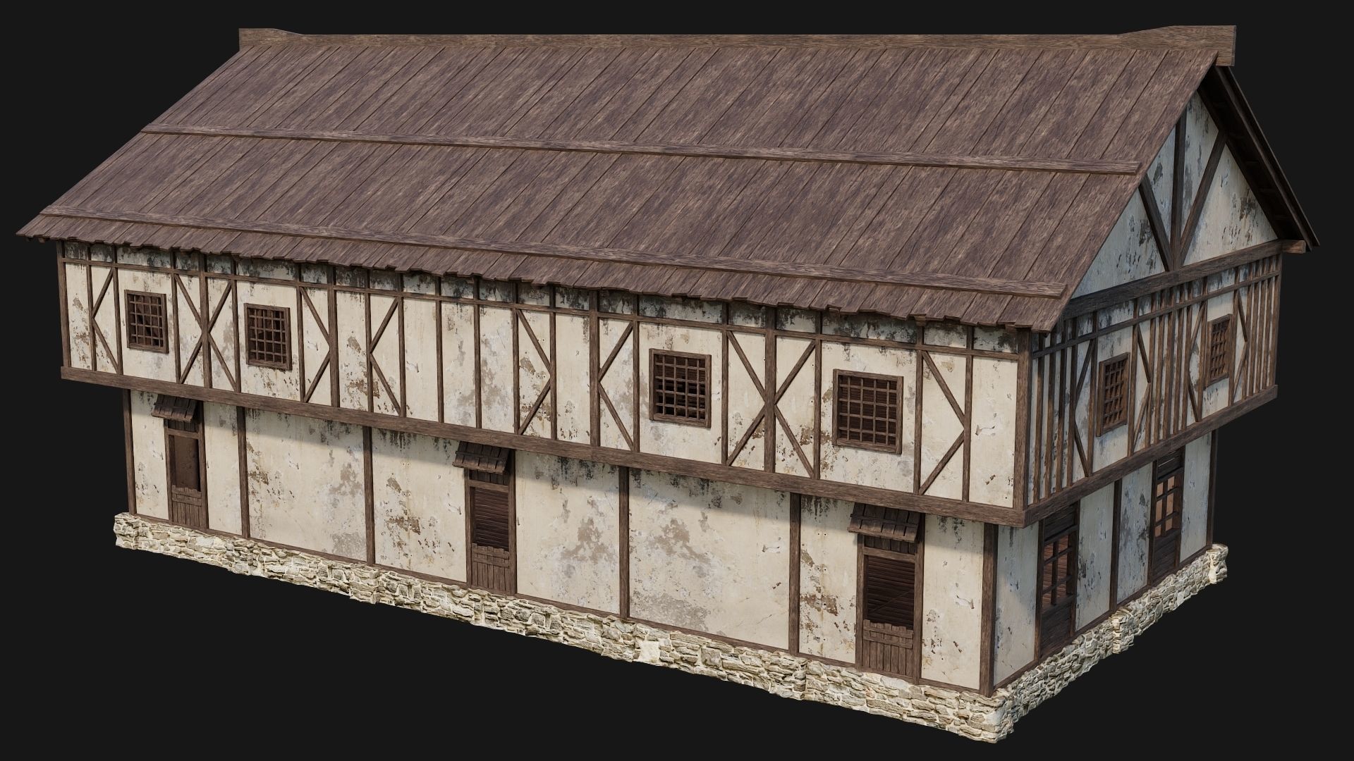 3D model 201-202-203-204 Old Medieval Houses Pack 4K Textures VR / AR ...