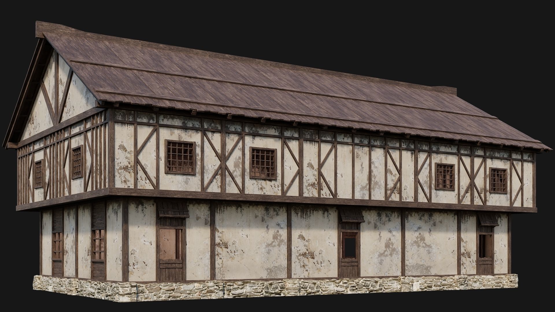 3D model 201-202-203-204 Old Medieval Houses Pack 4K Textures VR / AR ...