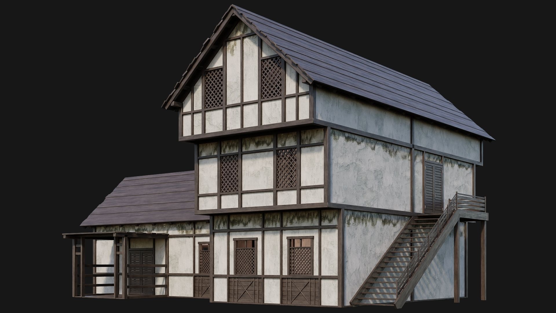 3D model 209-210-211-212 Old Medieval Houses Pack 4K Textures VR / AR ...