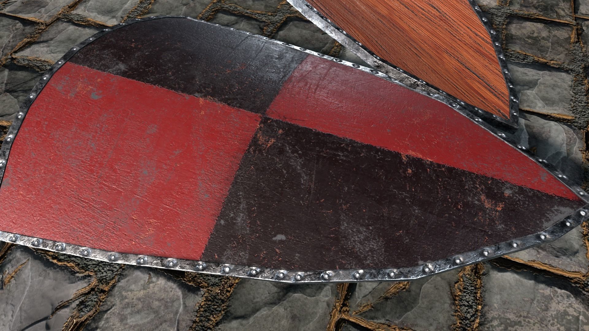 3D model Medieval round shield with coat of arms 9 VR / AR / low-poly ...