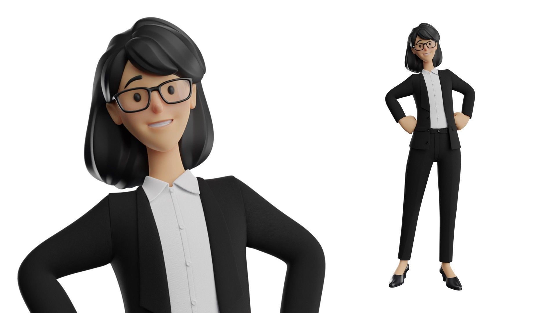 3D model Business Office Secretary Woman Character Rigged VR / AR / low ...