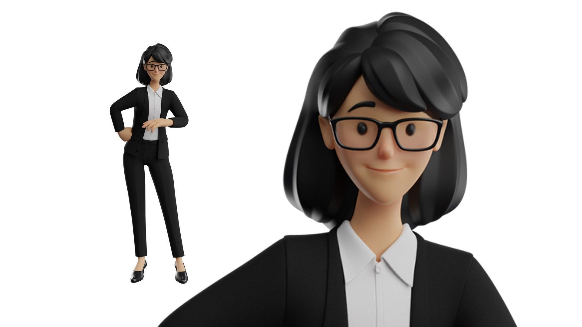 3D model Business Office Secretary Woman Character Rigged VR / AR / low ...