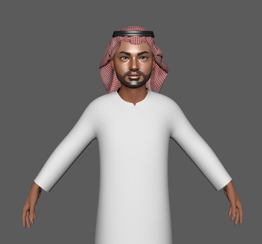 3D model cartoon Arab man high quality rigged animated VR / AR / low ...
