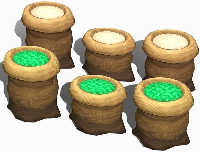 3D model Stylized Flour Bag - PBR Game Ready VR / AR / low-poly | CGTrader