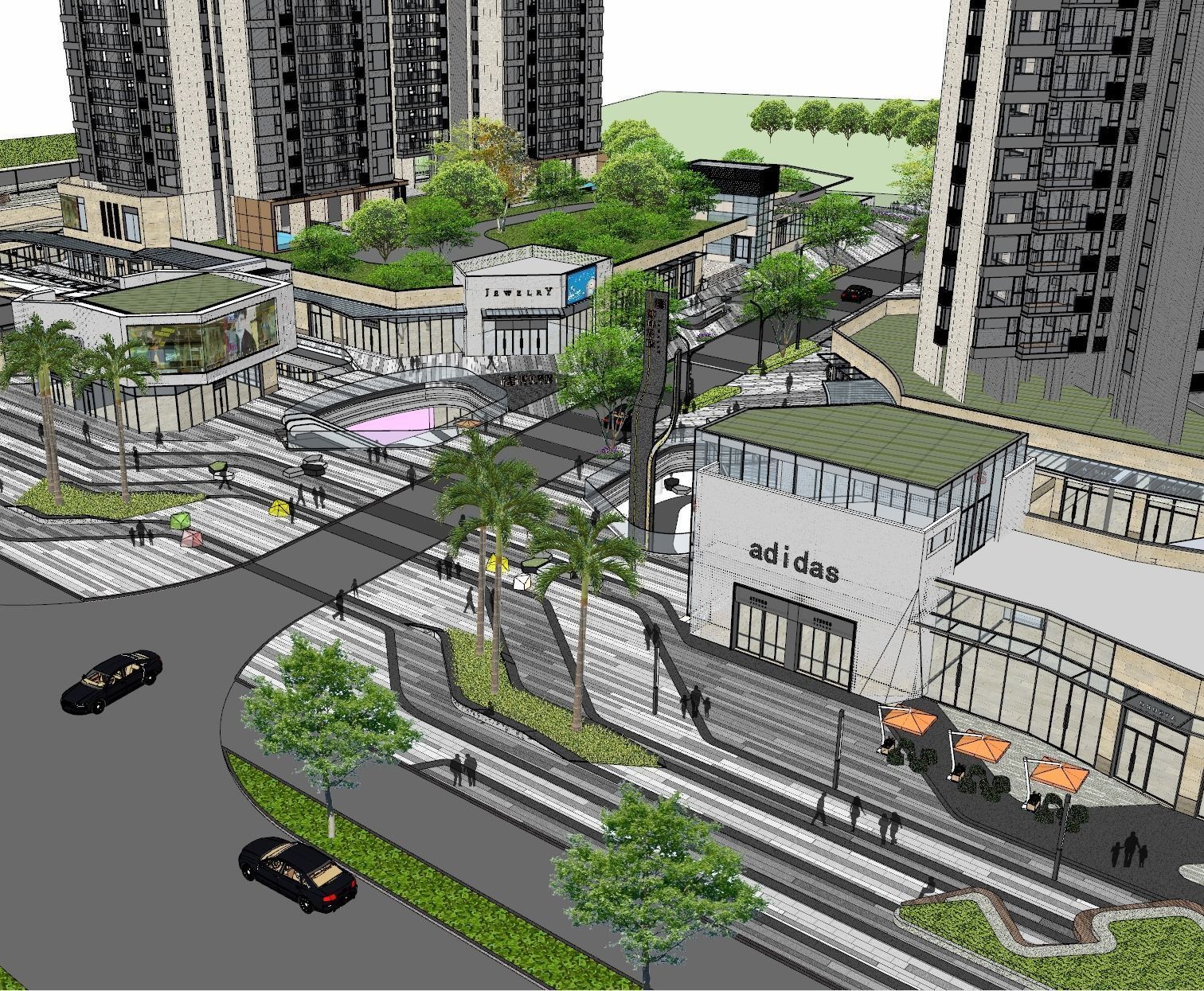 Modern commercial landscape 3D model | CGTrader