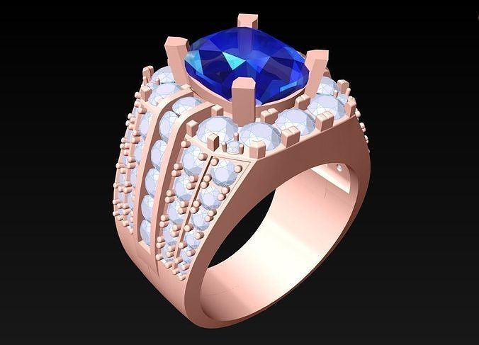 Oval stone ring - Mens Rings - N3149 3D model 3D printable | CGTrader
