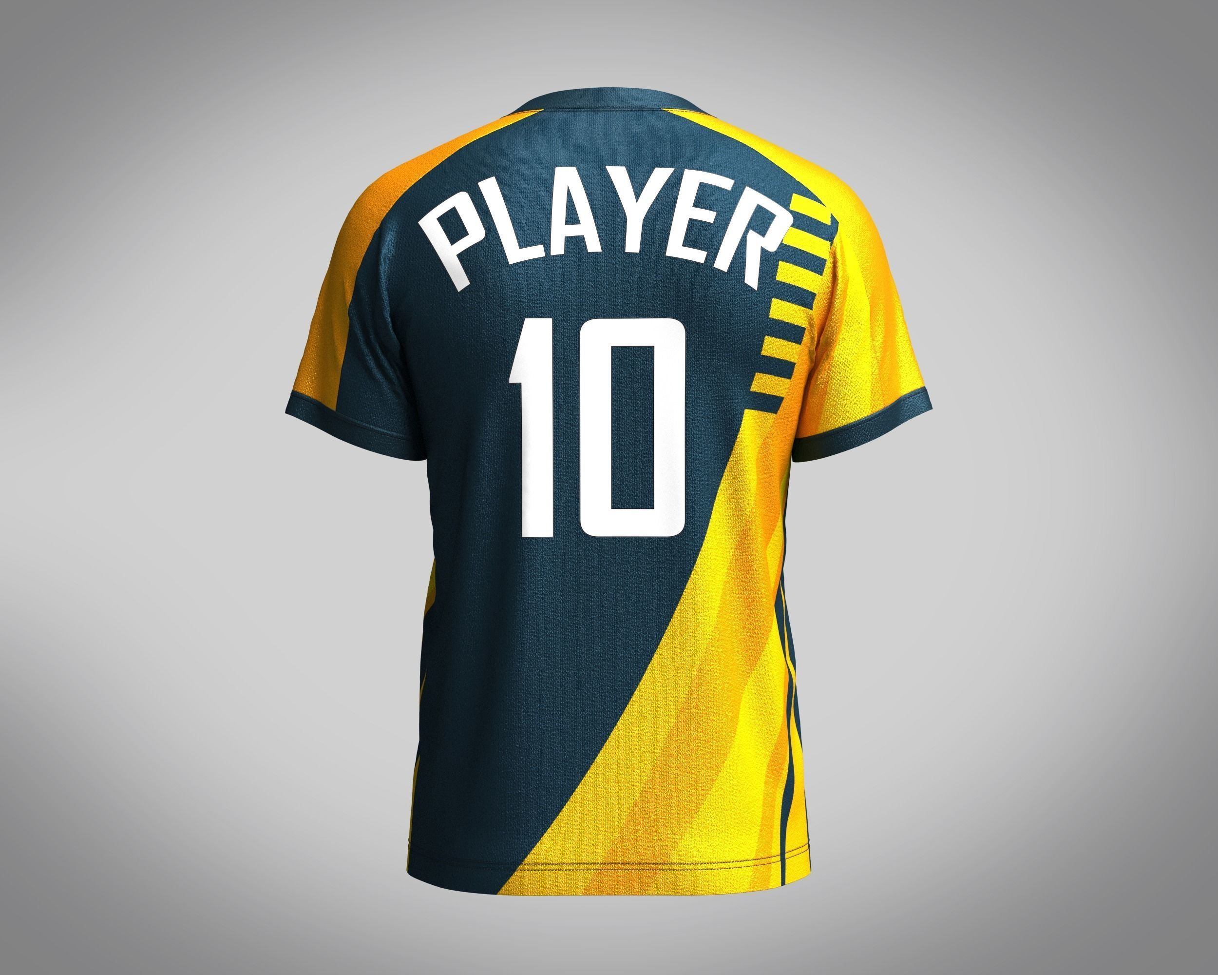Mens Soccer Dark Blue and Yellow Jersey Player-10 3D model | CGTrader