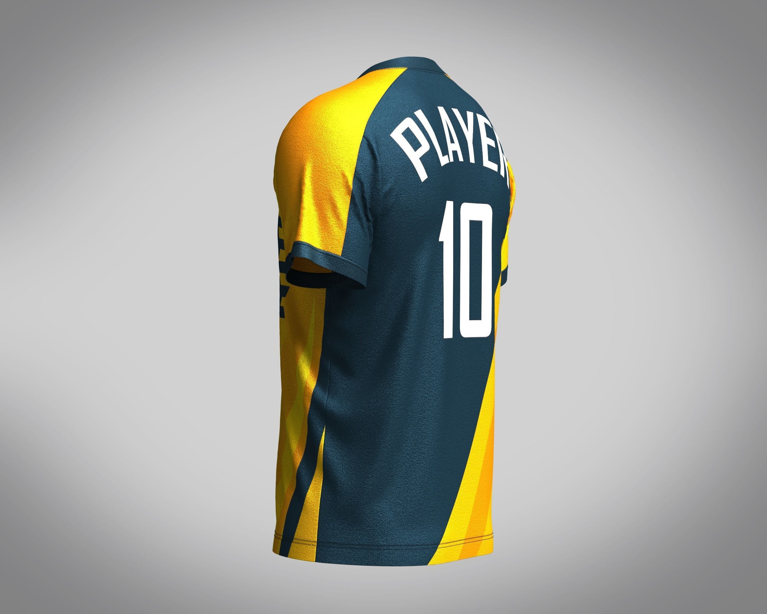 Mens Soccer Dark Blue and Yellow Jersey Player-10 3D model | CGTrader