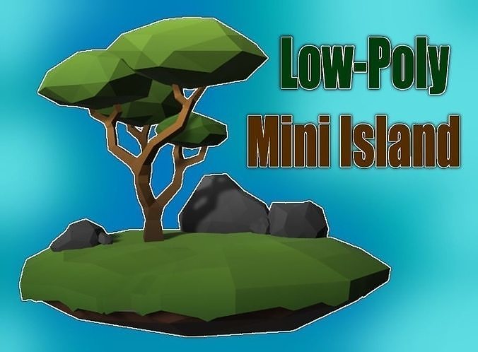 Mini Island With Tree and Rocks free VR / AR / low-poly 3D model | CGTrader