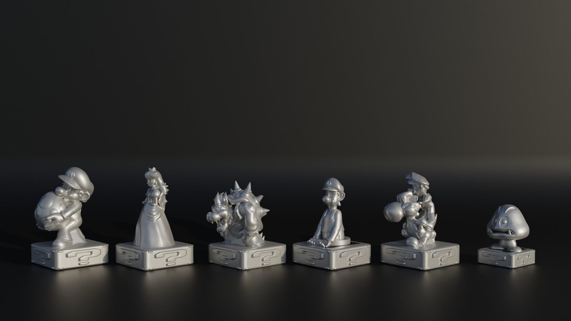 Super Mario Character Figure Chess Set - 6 Different Character 3D model ...