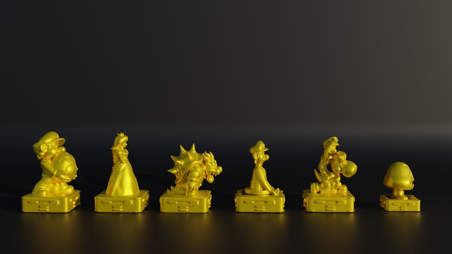 Super Mario Character Figure Chess Set - 6 Different Character 3D model ...