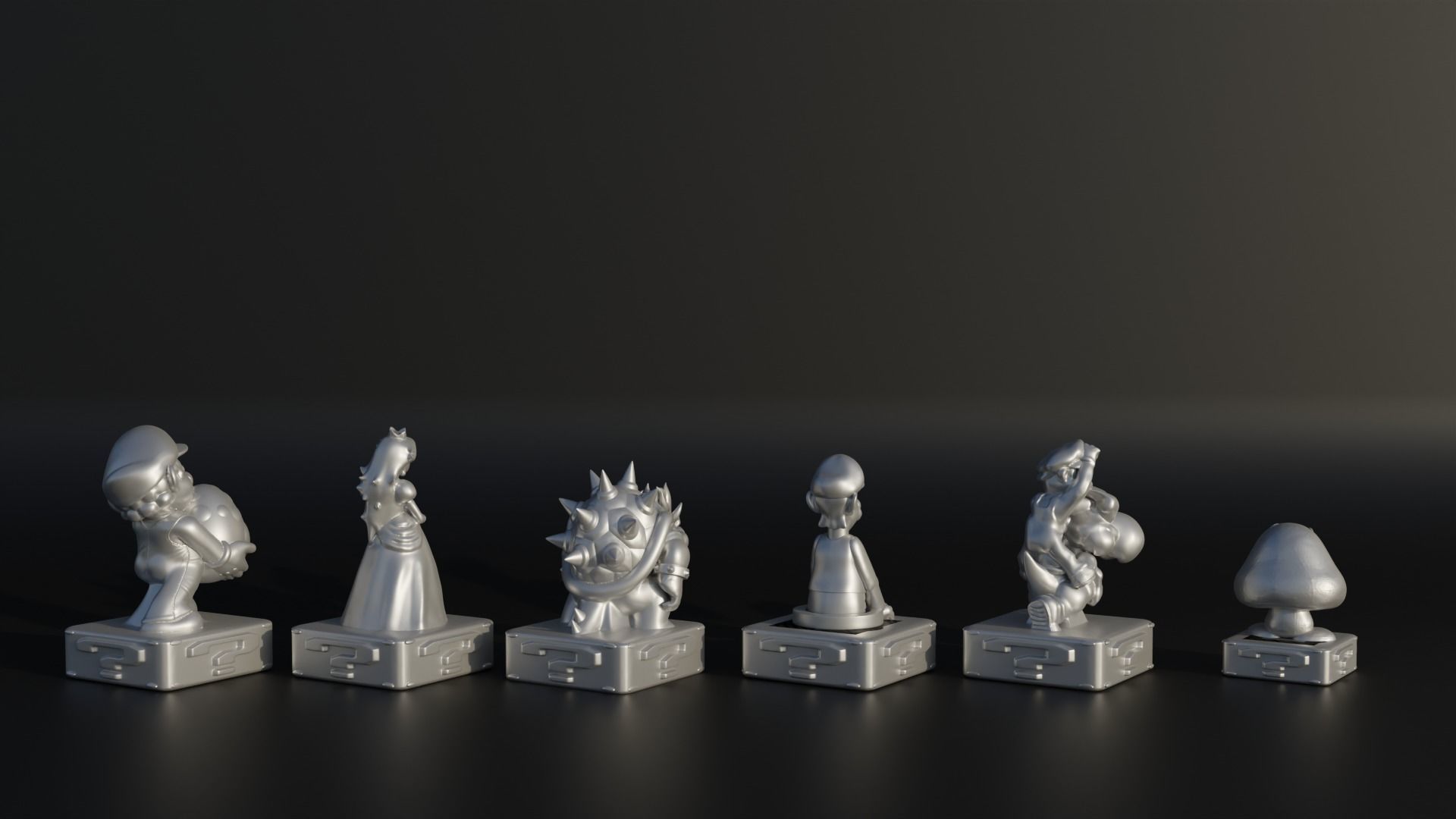 Super Mario Character Figure Chess Set - 6 Different Character 3D model ...