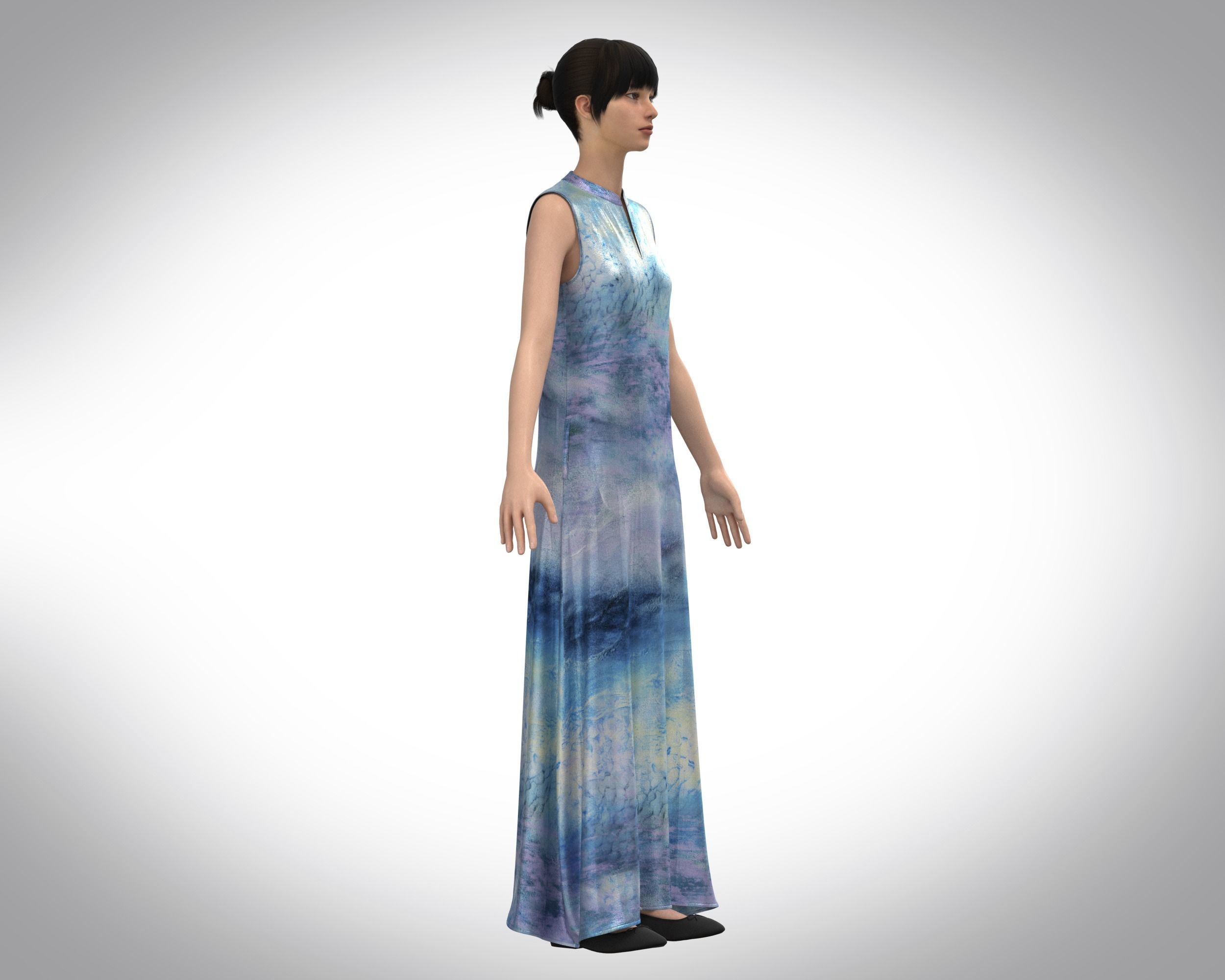 Girls Blue Dress 3D model | CGTrader
