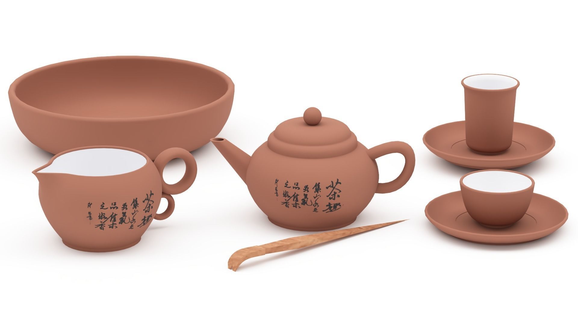 Chinese traditional ceremony tea set 3D model | CGTrader
