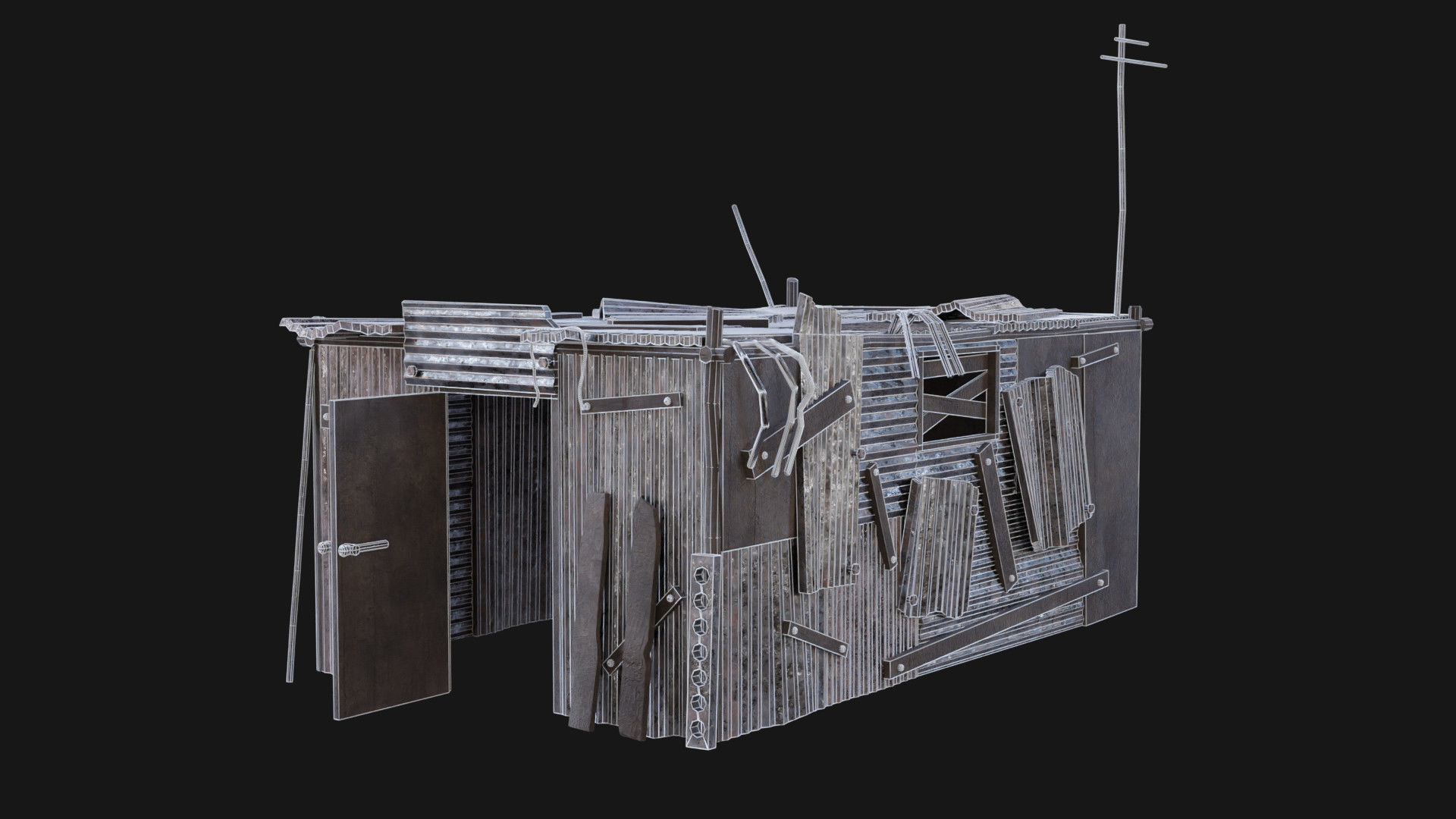 3D model SHELTER POST APO HOUSE HUT IMPROVISED PLATE DEBRIS SURVIVAL ...