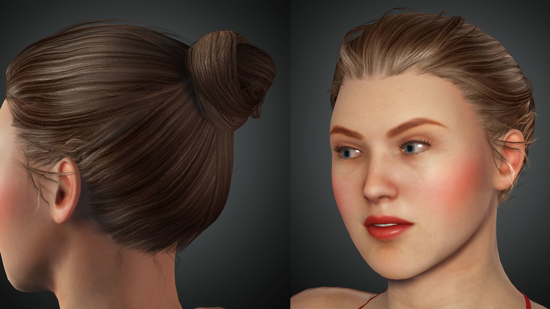 3D model Realistic Female Character Low-poly 3D model VR / AR / low ...