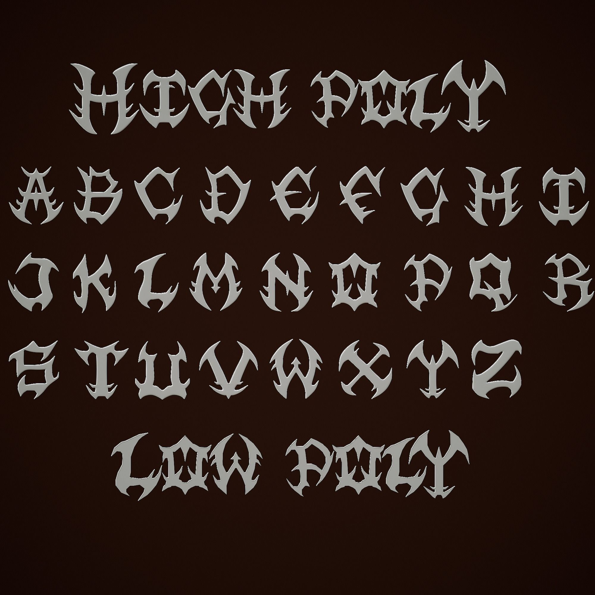 3D model Stylize Ghotic Font VR / AR / low-poly | CGTrader