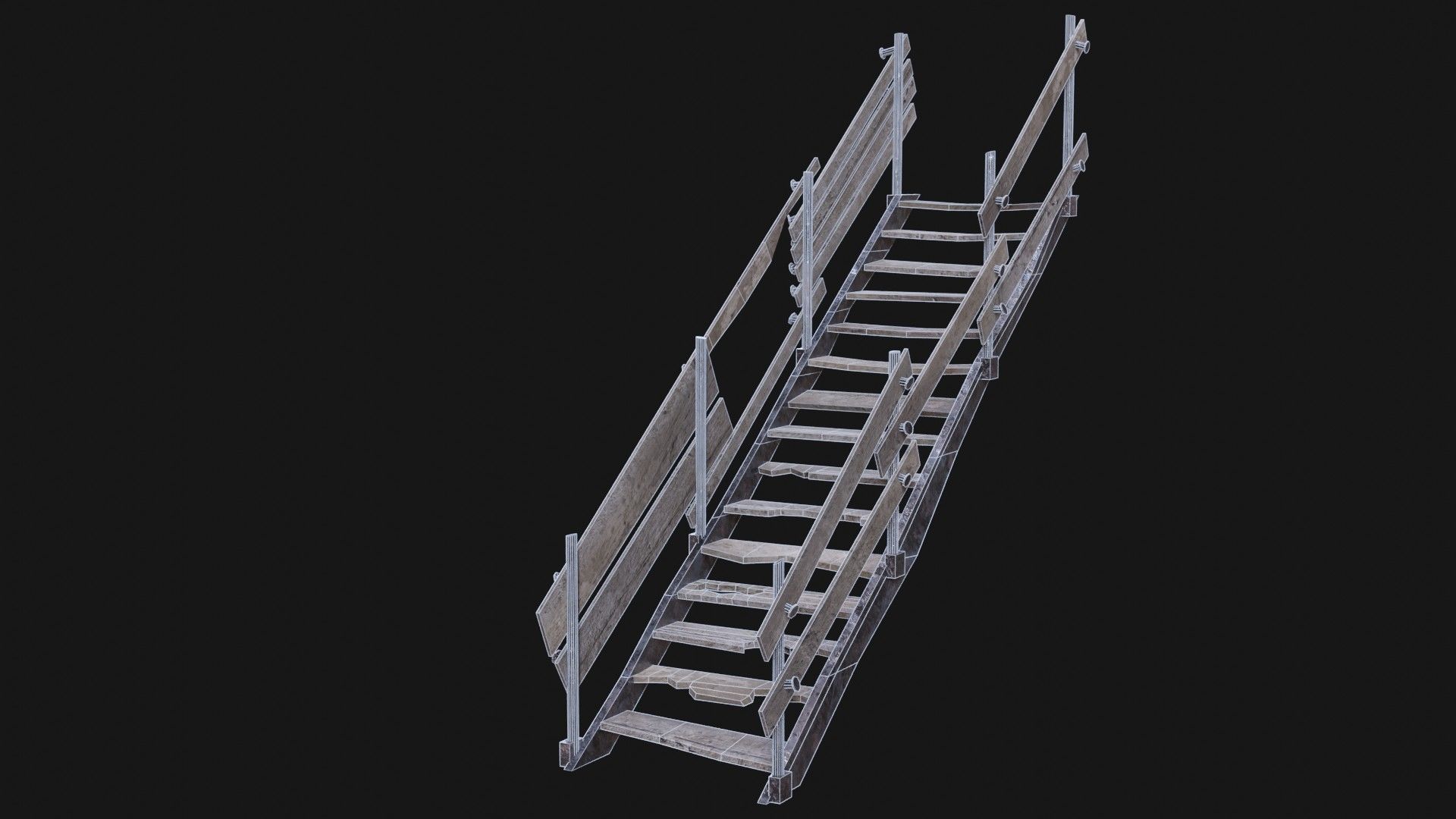 3D model POST APO STAIRS IMPROVISED STAIRCASE COLLECTION PACK AAA VR ...