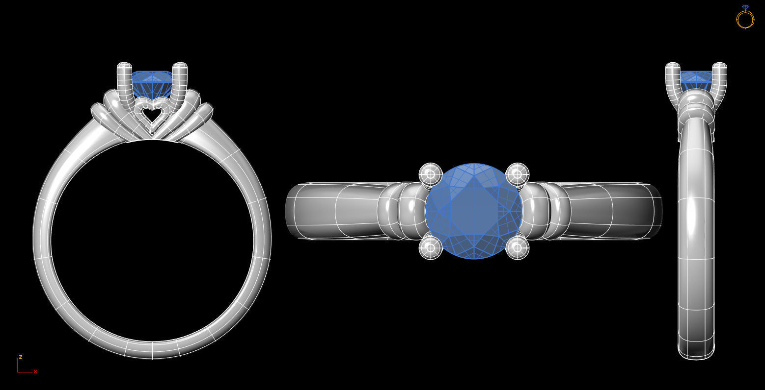 Round Engagement ring 3D Model 3D Print Model 3D model 3D printable ...