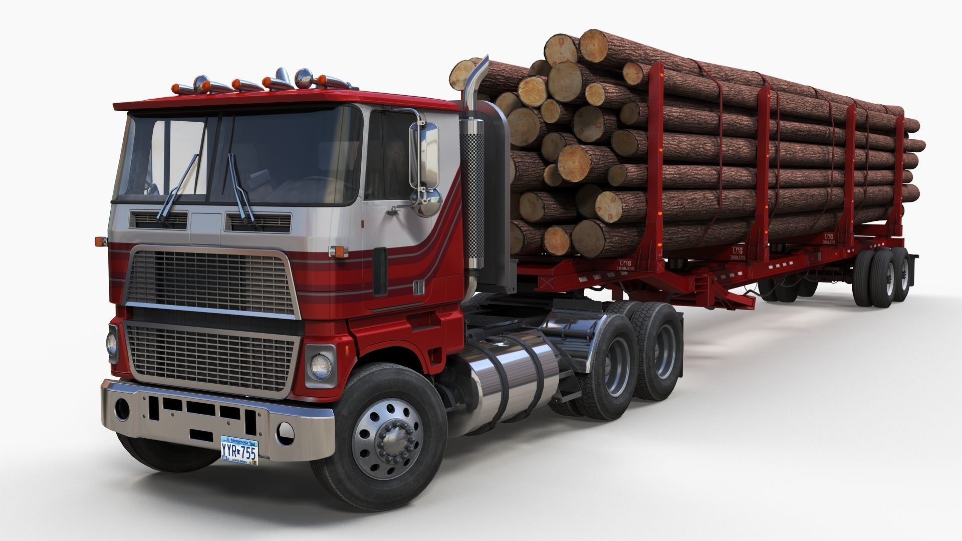3D model Cabover log semitruck VR / AR / low-poly | CGTrader