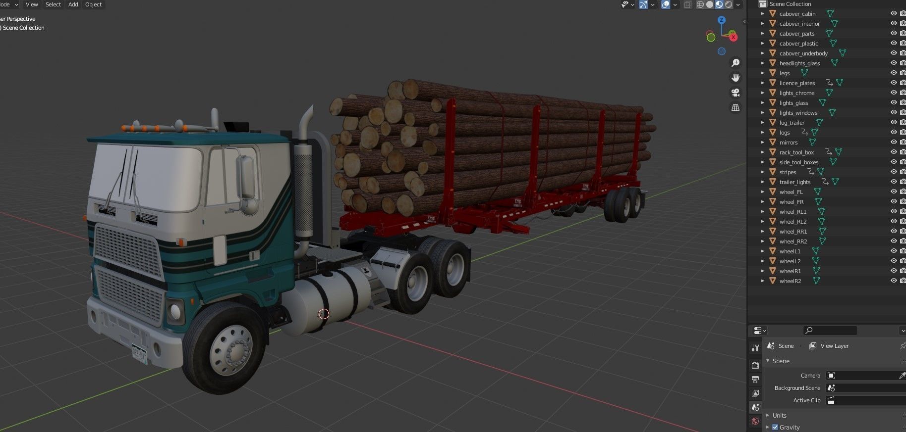 3D model Cabover log semitruck VR / AR / low-poly | CGTrader