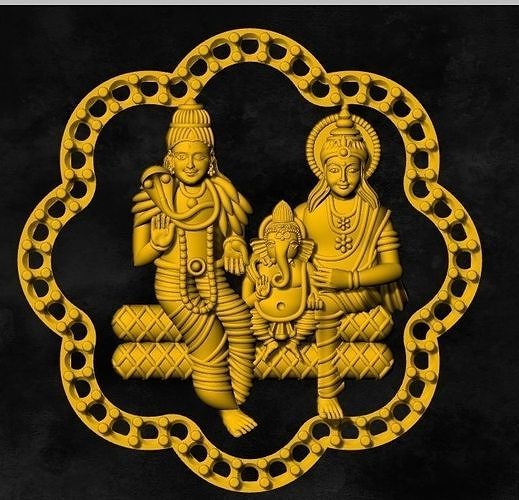 siva pariwar lakshmi ganapathi pendent dollar gold 3D model 3D ... siva pariwar lakshmi ganapathi pendent dollar gold 3D model 3D ...