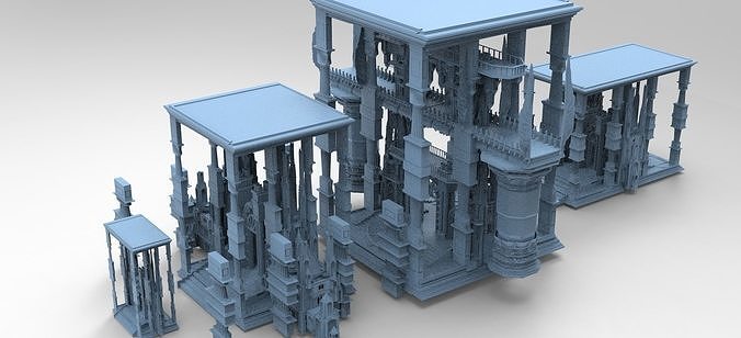 Elite Labyrinth Maze Pillar Kit bash 3D model | CGTrader