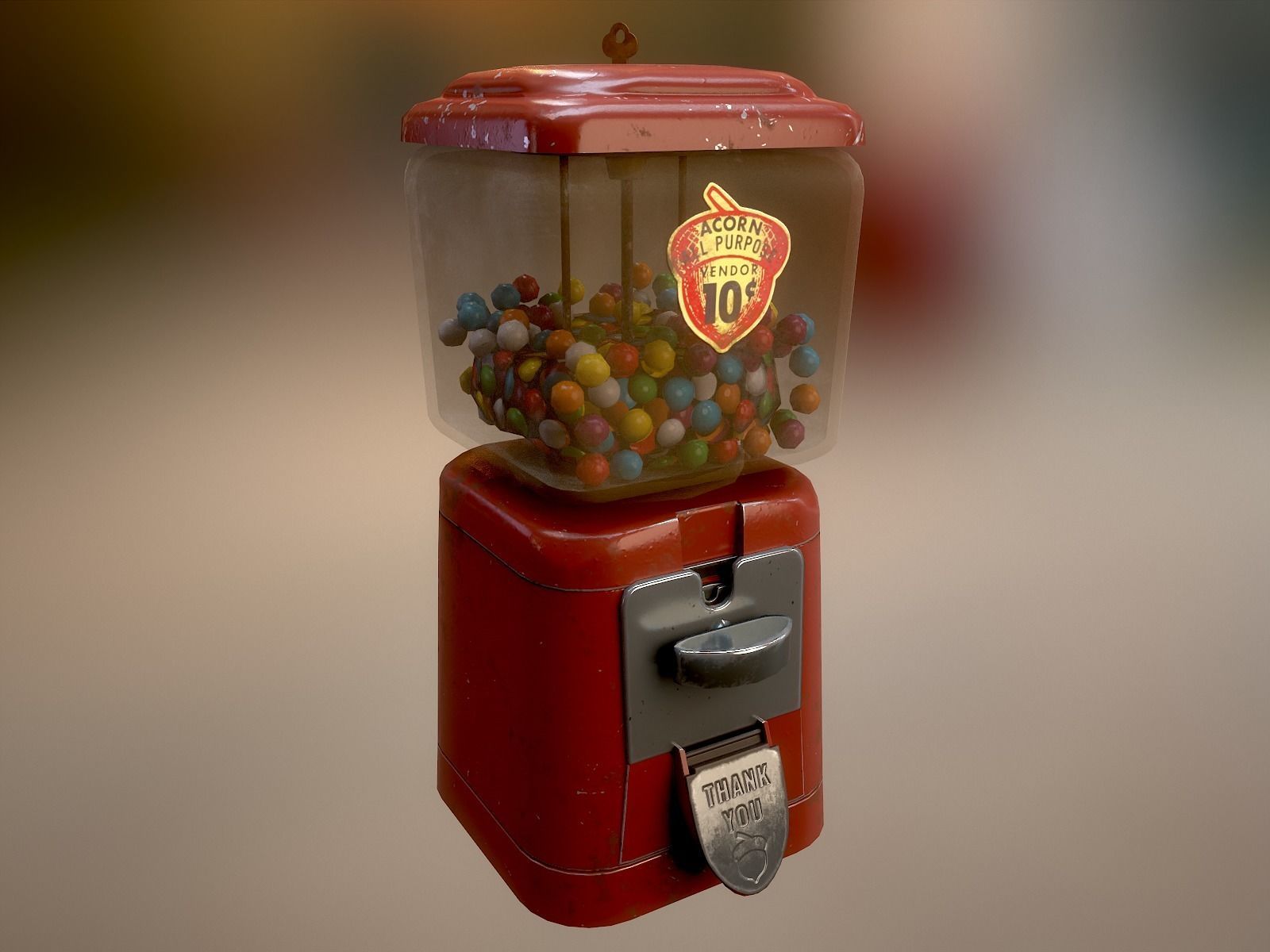 3D model Vintage Candy Gumball Machine - Low-poly Game-ready PBR 3D ...