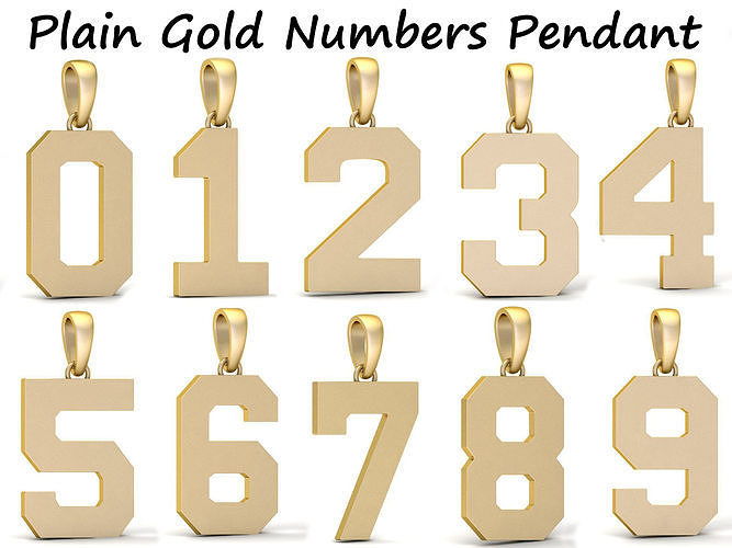 HipHop Numbers Plain Gold Pendant 3D Model Collection | CGTrader
