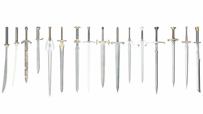 Collection of 16 longswords 3D model | CGTrader