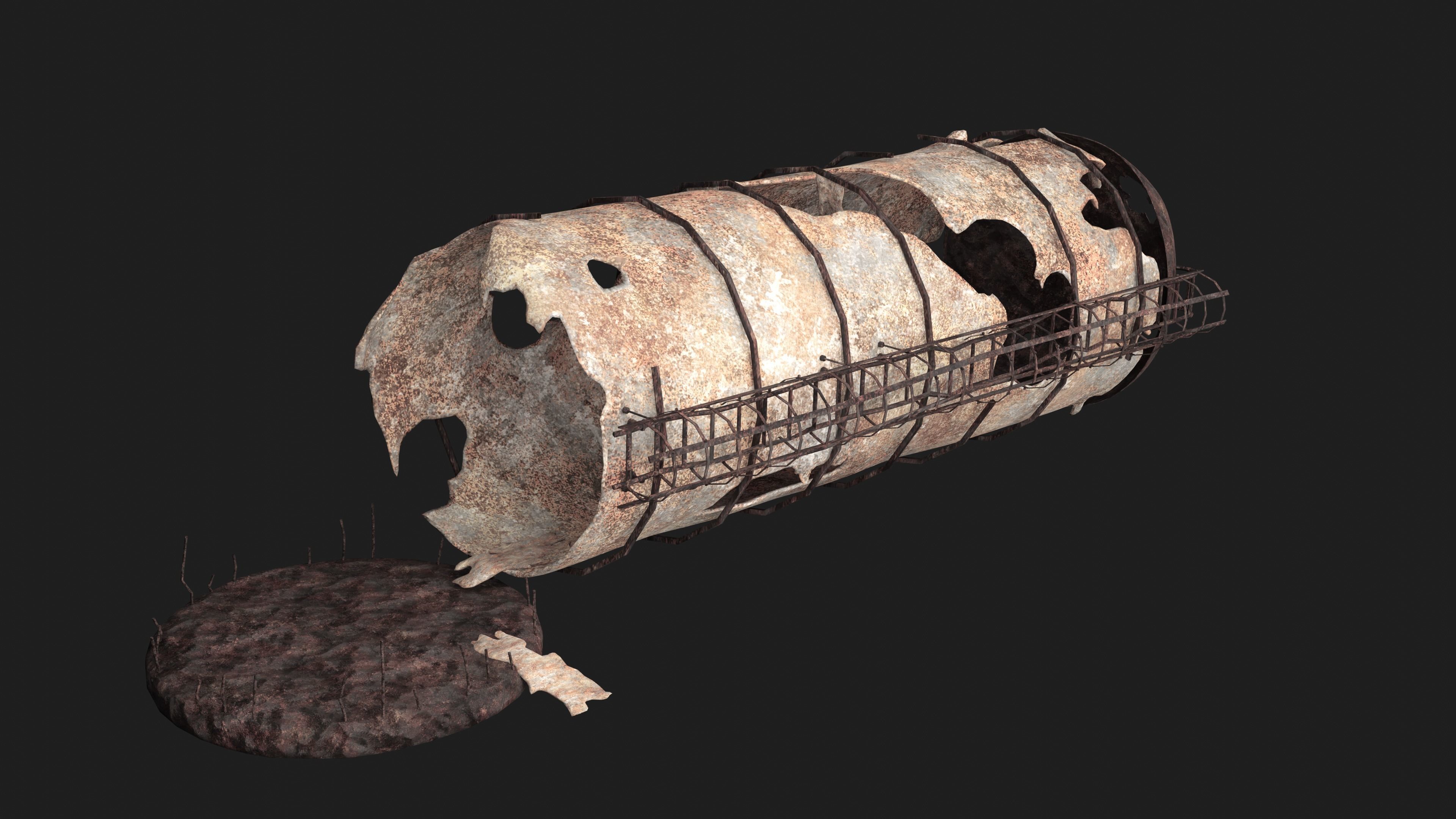 3D model POST APO SILO SILOS RUINS TANK DESTROYED SURVIVAL COLLECTION ...