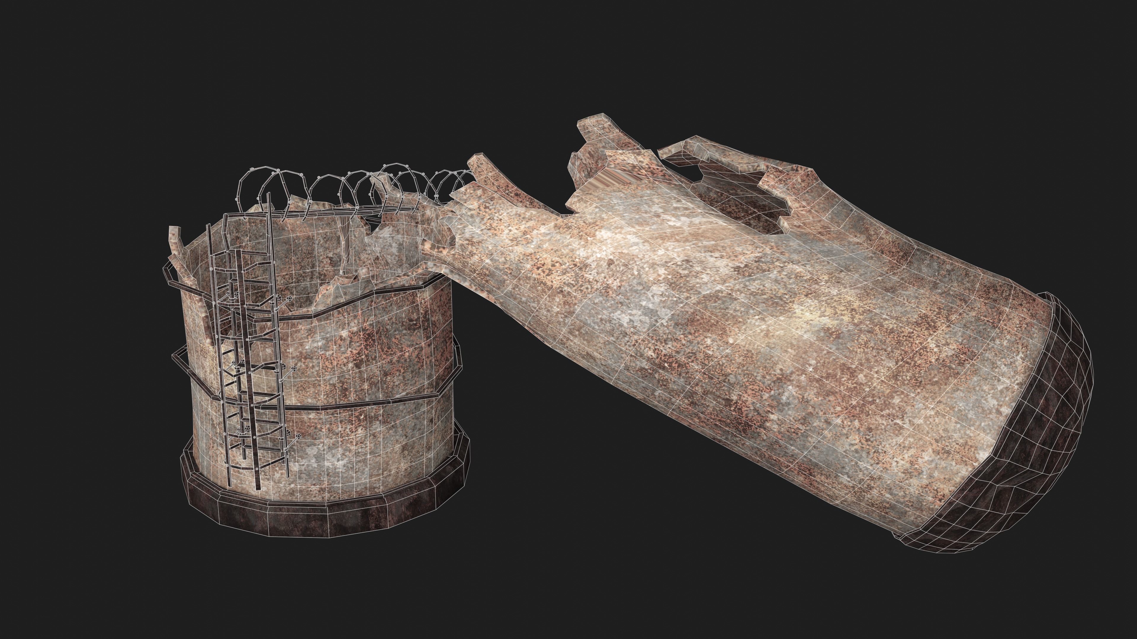 3D model POST APO SILO SILOS RUINS TANK DESTROYED SURVIVAL COLLECTION ...