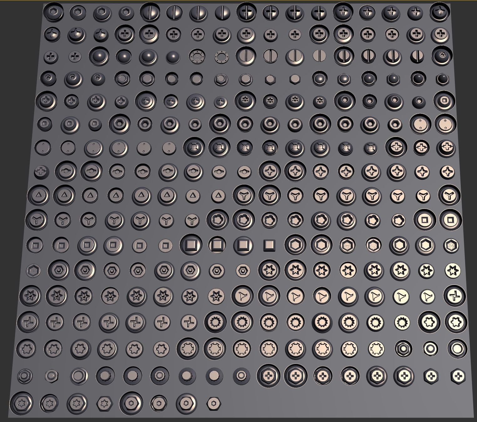 3D model 270 Nuts Bolts and Screws ALPHA PACK VR / AR / low-poly | CGTrader